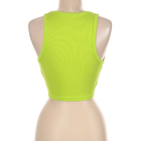 Zara | Tops | Zara Lime Green Cropped High Neck Ribbed Tank Top | Poshmark